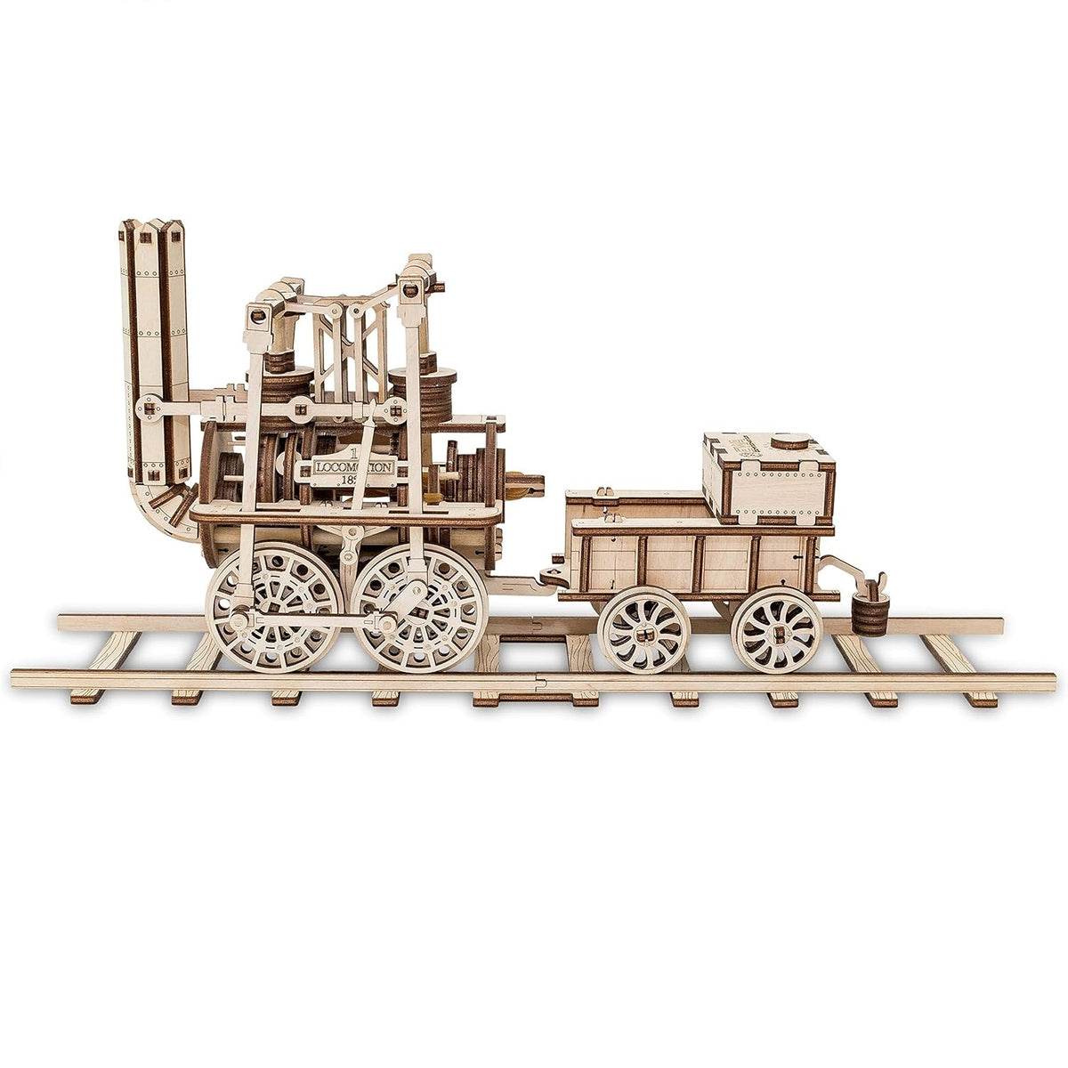 Puzzle 3D, Locomotiva cu vagonul cu carbune, EWA, lemn, 325 piese ...